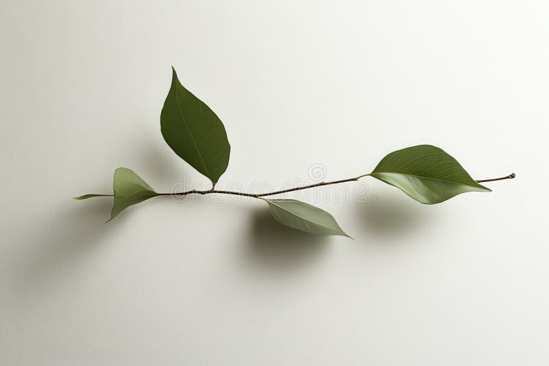 A Single Branch of Green Leaves on a White Background Stock ...