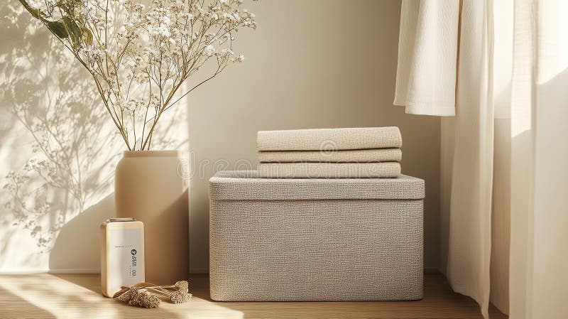 Single Branded Fabric Storage Box Flyer Styled Clean Natural Stock ...