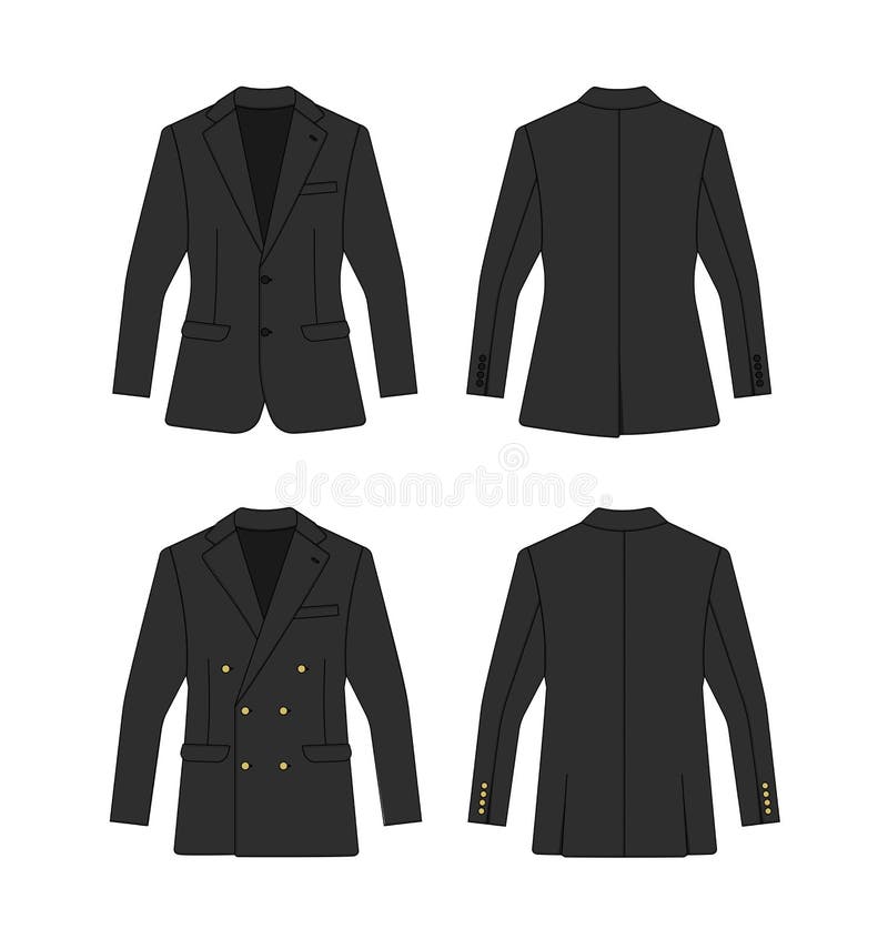 Single Breasted and Double Breasted Suit Jacket Vector Template ...