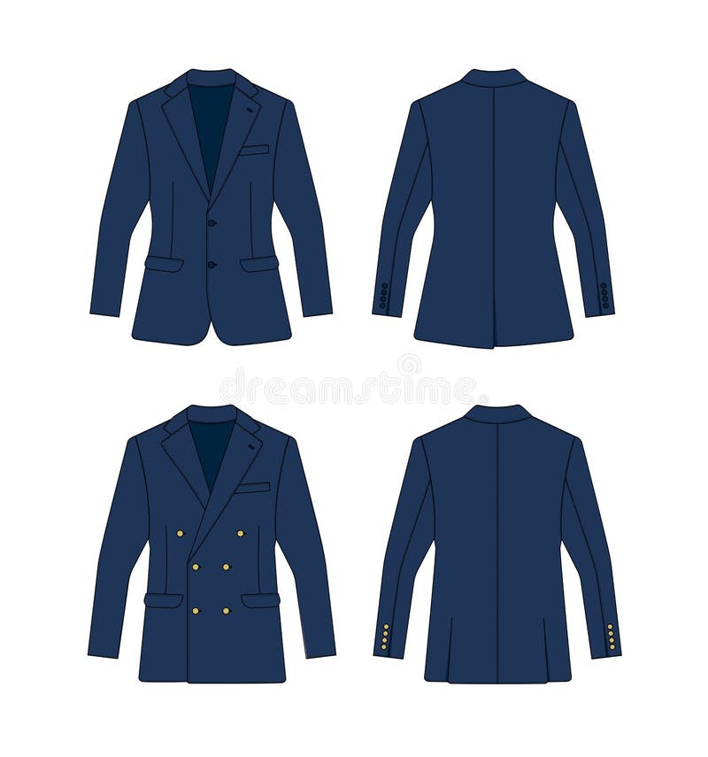 Single Breasted and Double Breasted Suit Jacket Vector Template ...