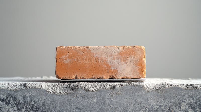 A Single Brick on a Concrete Surface with Blank Background. Stock Photo ...