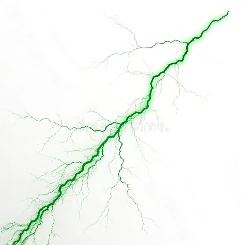 Single Bright Green Lightning Bolt Stock Illustration - Illustration of ...
