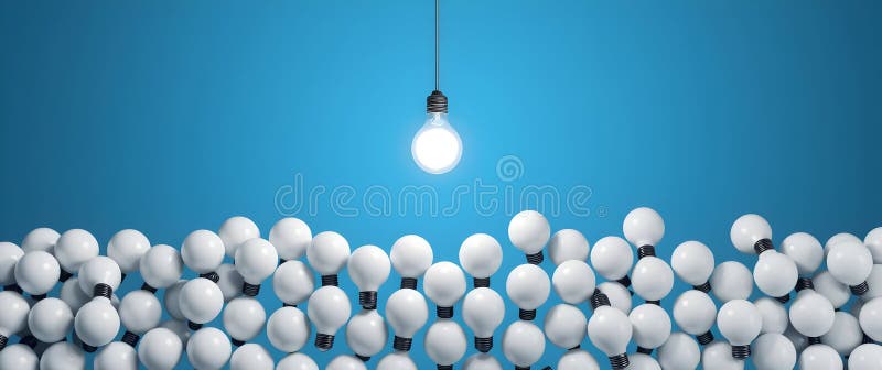 A Single Bright Idea Amongst Many Potential Solutions Stock ...
