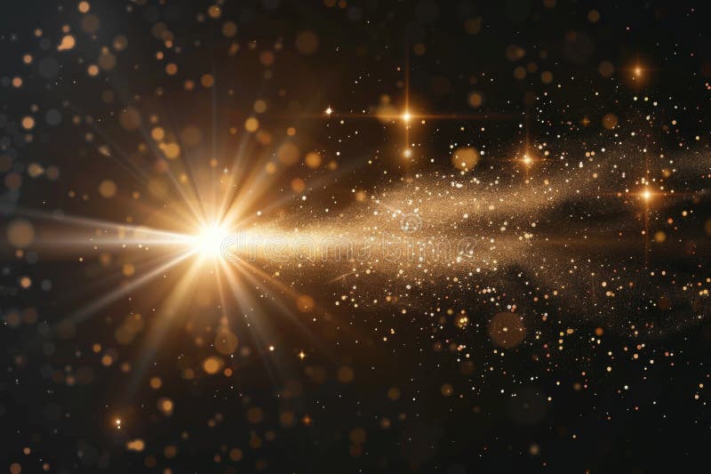 Single Bright Light Shines Brightly Black Background Stock Photos ...