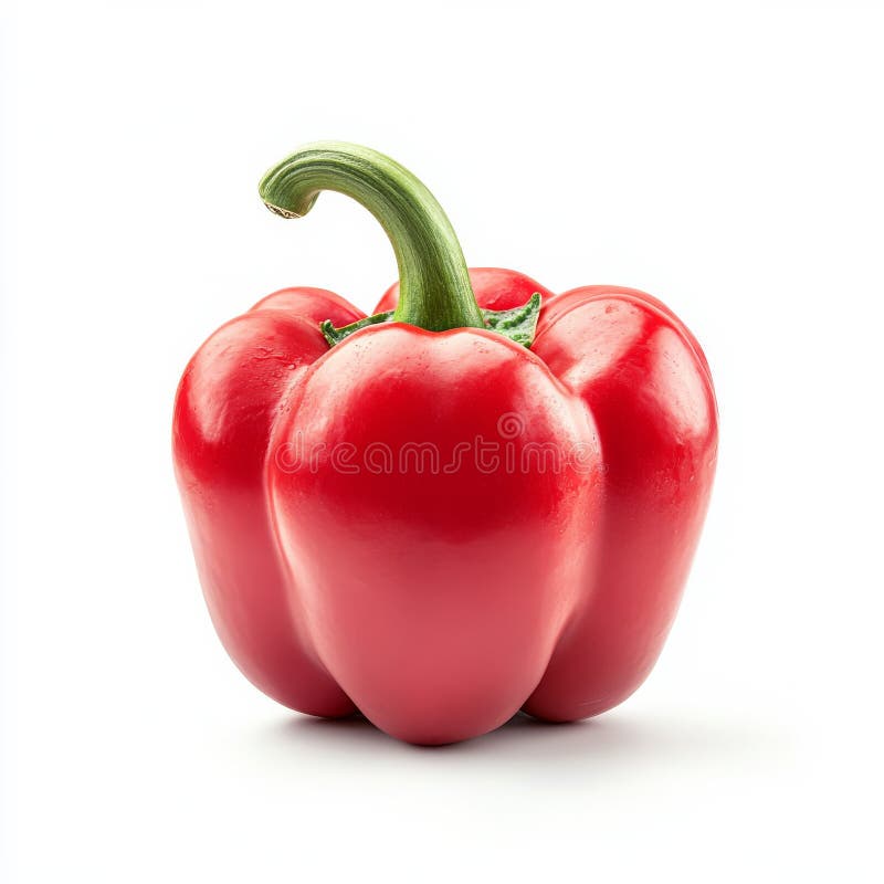 A Single Bright Red Bell Pepper, Isolated on a White Background, Stock ...