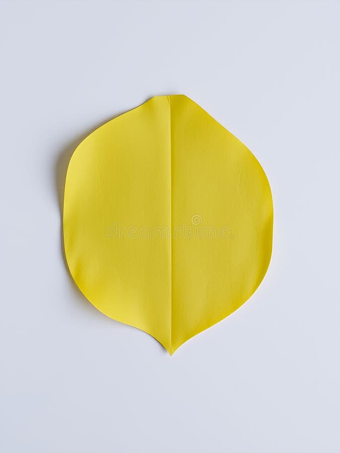 A Single Bright Yellow Leaf on a White Background Stock Illustration ...
