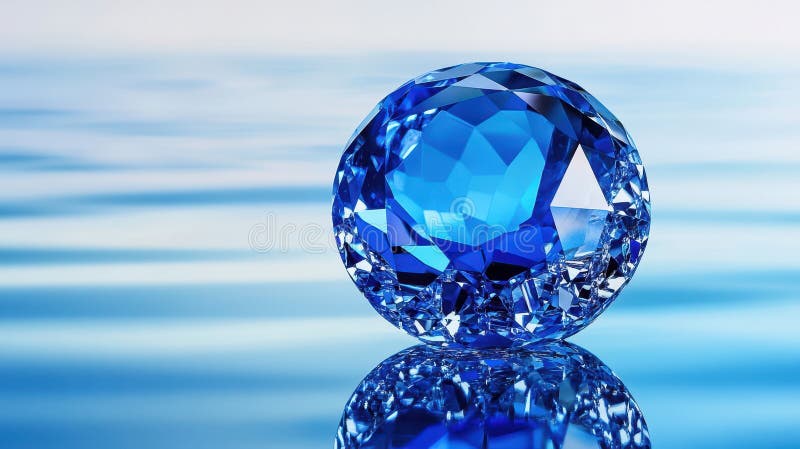 A Single Brilliant Blue Gemstone Reflects Light Stock Illustration ...