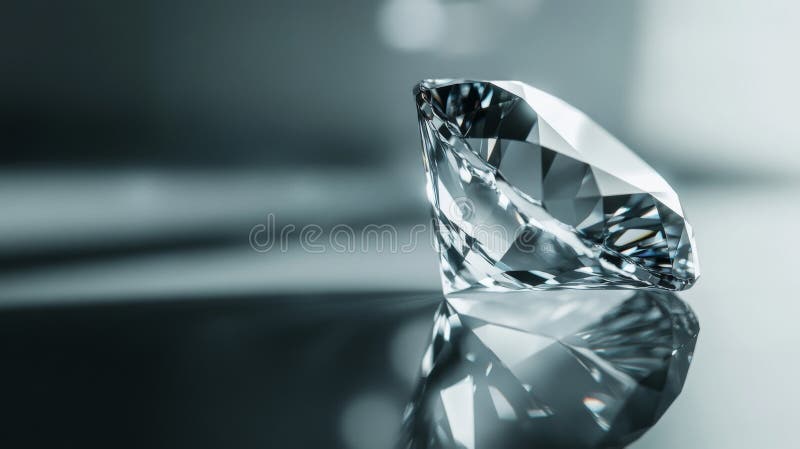 A Single Brilliant Cut Diamond Reflects Light Stock Image - Image of ...
