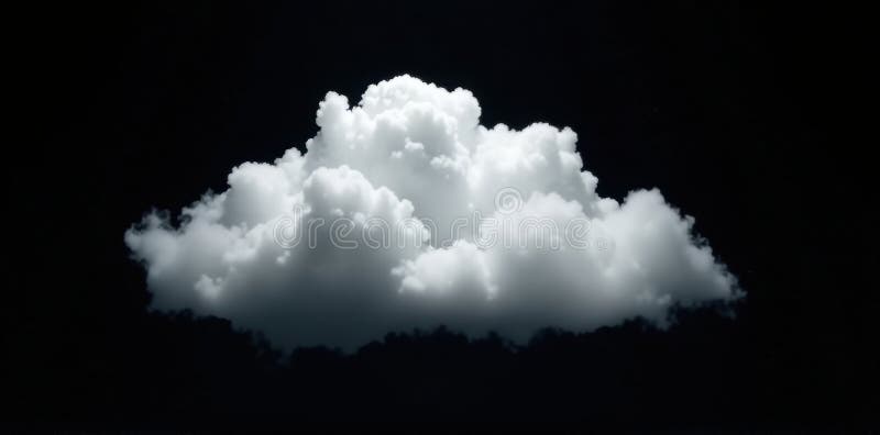 Single, Brilliant White Cloud Floating in Inky Blackness , Light ...