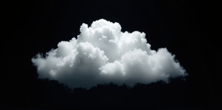 Single, Brilliant White Cloud Floating in Inky Blackness , Light ...