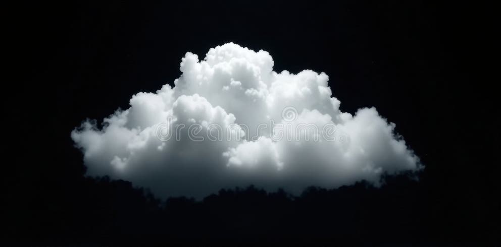 Single, Brilliant White Cloud Floating in Inky Blackness , Light ...
