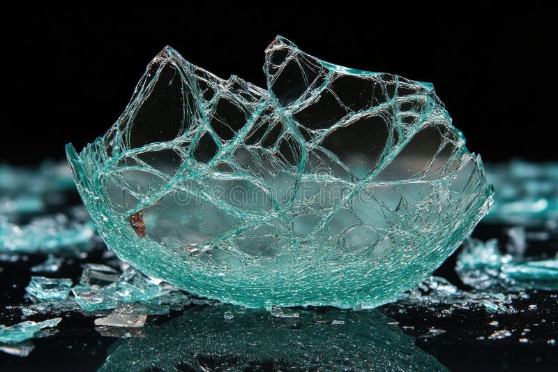 A Single Broken Glass Bowl Sits on a Table, Surrounded by an Empty ...