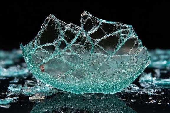 A Single Broken Glass Bowl Sits on a Table, Surrounded by an Empty ...