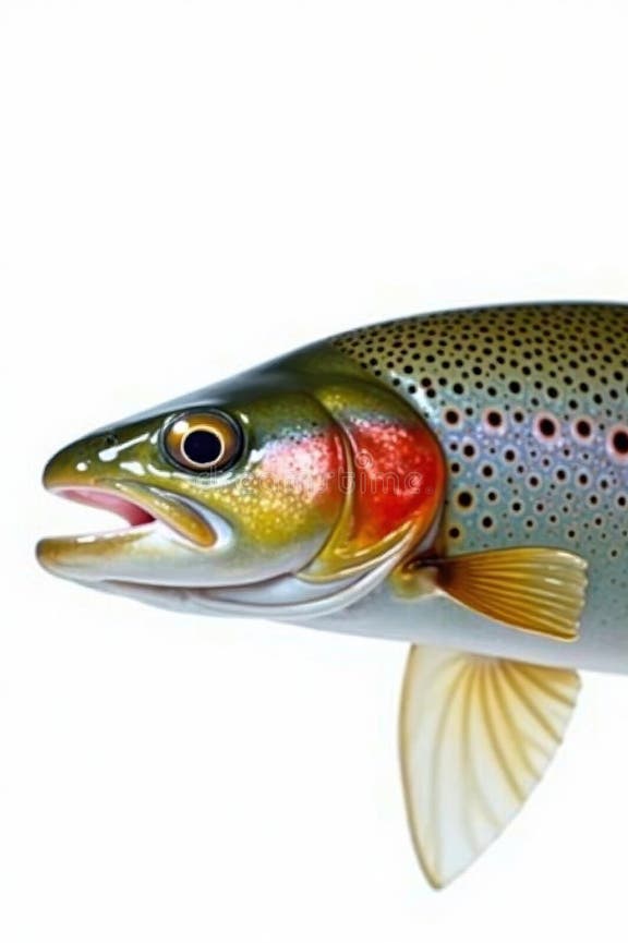 Single Brook Trout, Sharp Detail, Pristine White Backdrop , Background ...