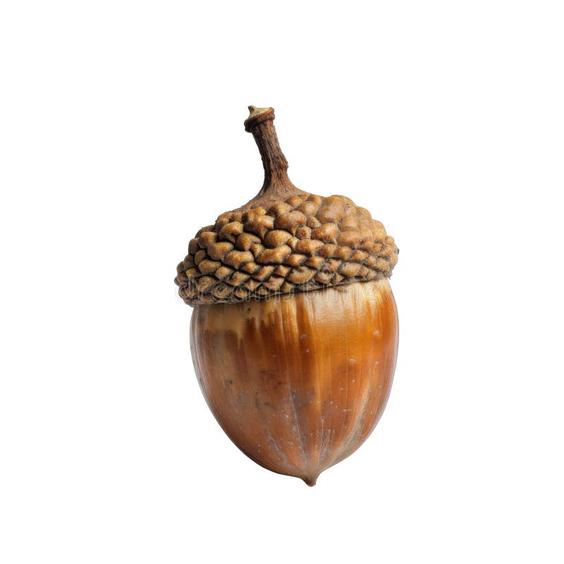 A Single, Brown Acorn with Its Cap on Stock Photo - Illustration of ...