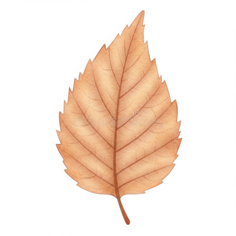 Single Brown Autumn Leaf Watercolor Illustration Stock Illustration ...