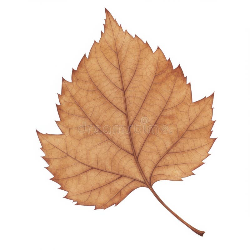Single Brown Dried Leaf Isolated on White Background Stock Illustration ...