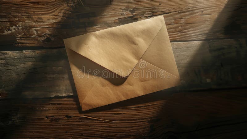 A Single Brown Envelope Resting on a Wooden Table, Simple and ...