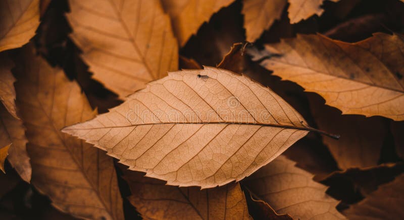 Single Brown Leaf among Many on the Ground Stock Illustration ...