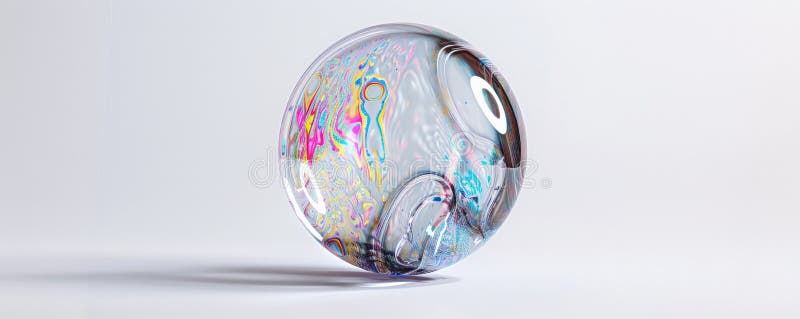 A Single Bubble with a Complex Pattern of Reflections on a Plain White ...