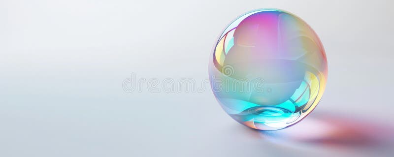 A Single Bubble with a Rainbow-like Iridescence on a Pure White ...