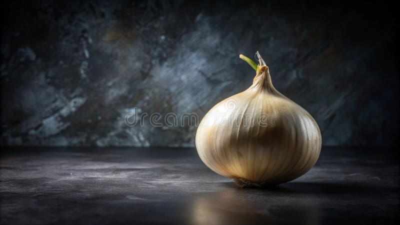 Single Bulb Onion on Dark Surface Against Textured Backdrop. Generative ...