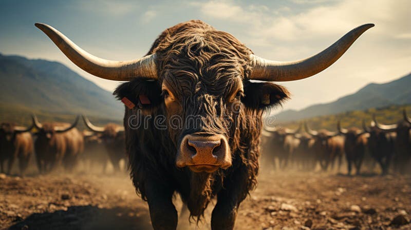 A Single Bull Looking at the Camera Close View Stock Photo - Image of ...