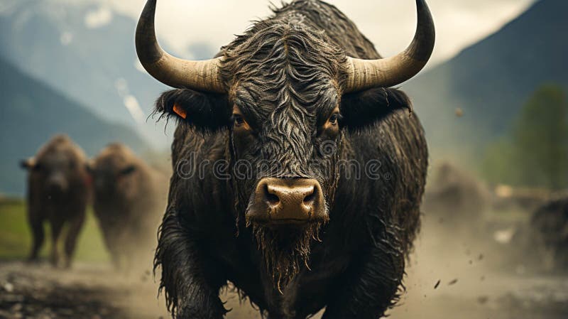 A Single Bull Looking at the Camera Close View Stock Image - Image of ...
