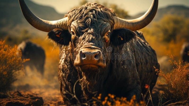 A Single Bull Looking at the Camera Close View Stock Photo - Image of ...