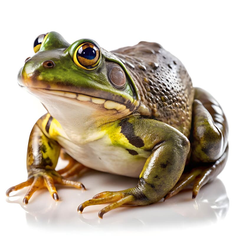 Single Bullfrog Isolated on a White Background with Copy Space Image ...