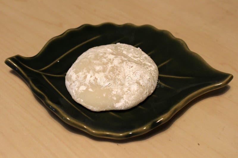 Single Bun of Japanese Plain Mochi Stock Image - Image of dessert, soft ...