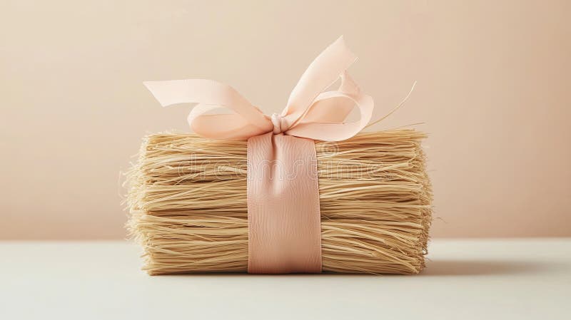A Single Bundle of Raffia Tied with a Pastel-colored Ribbon, Styled on ...