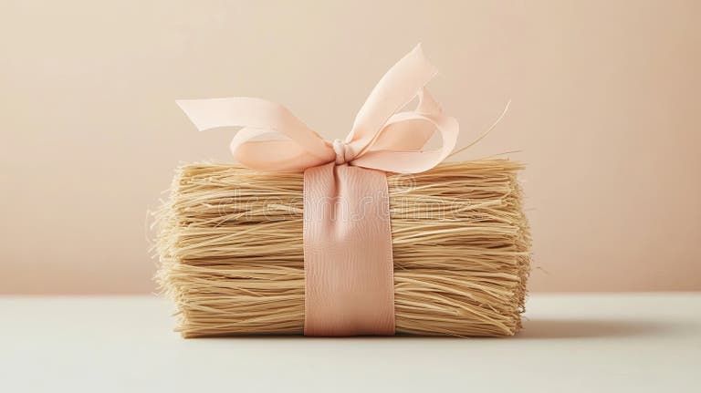 A Single Bundle of Raffia Tied with a Pastel-colored Ribbon, Styled on ...