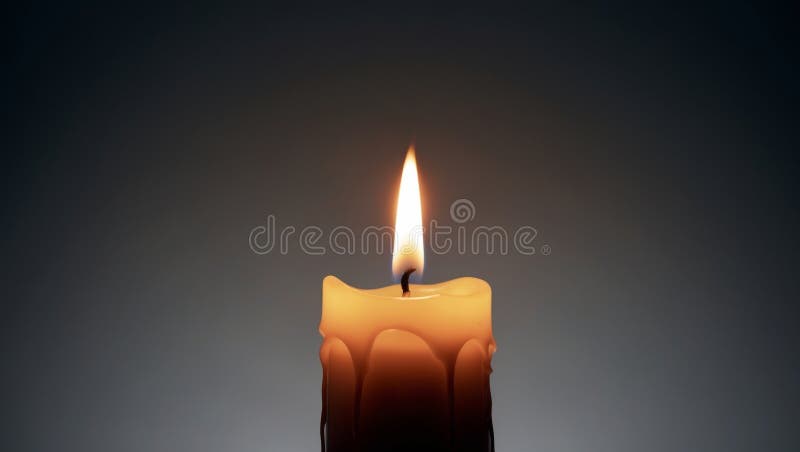 Single Burning Candle in a Dark Background. Stock Image - Image of ...