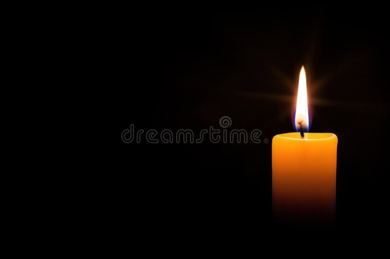 Single Burning Candle in Dark Room with Warm Glow and Soft Flickering Light Stock Image - Image ...