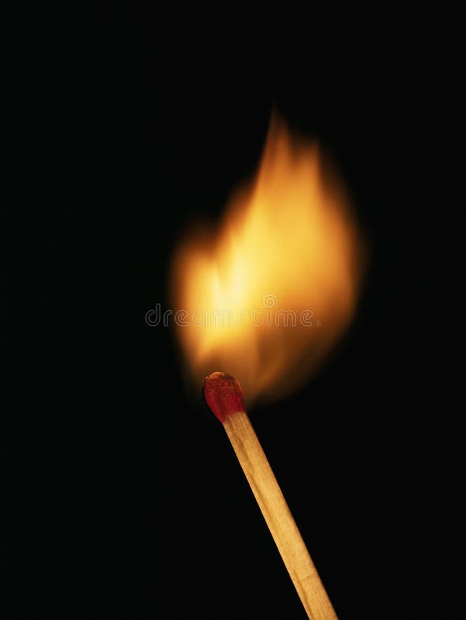 Single Burning Match on Black Background Stock Image - Image of burning ...