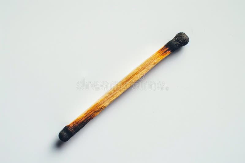 A Single Burnt Matchstick on a Clean White Surface Stock Image - Image ...