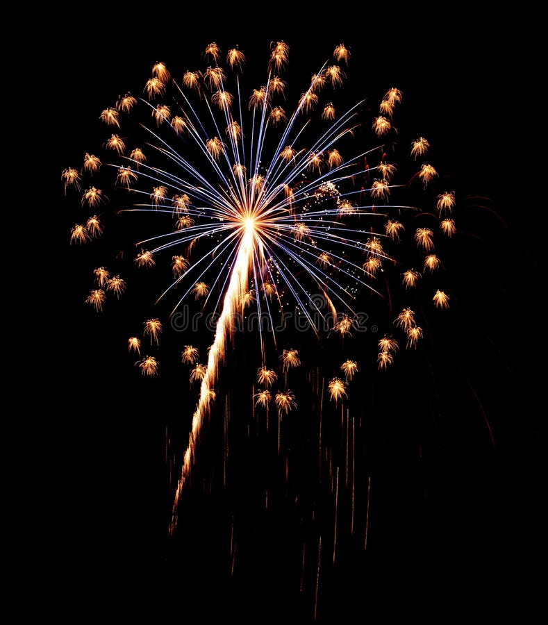 Single Burst of Fireworks on a Black Background Stock Photo - Image of ...
