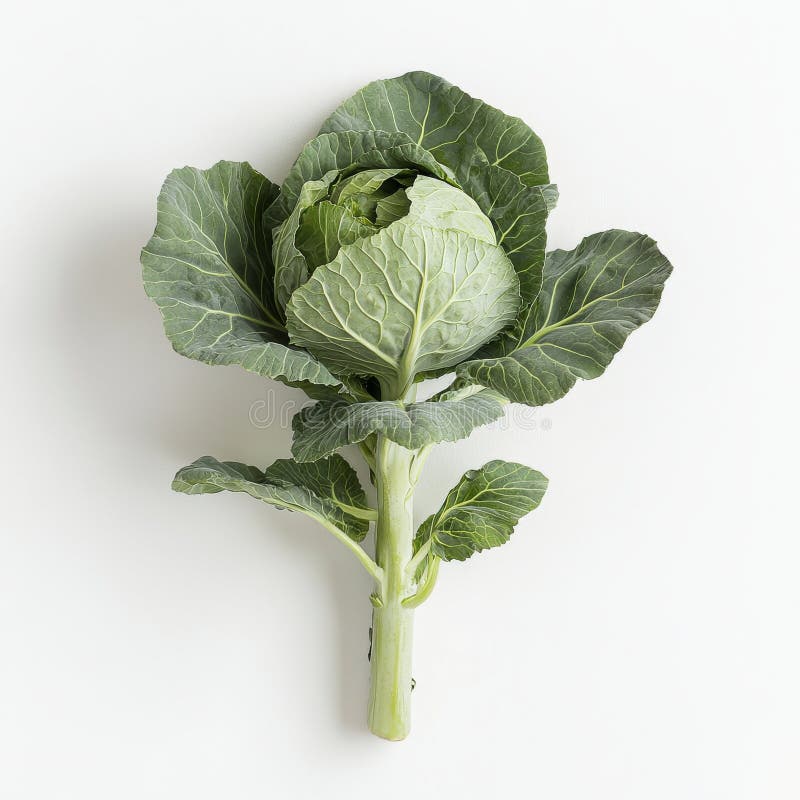 A Single Cabbage with Green Leaves, Isolated on a White Background ...