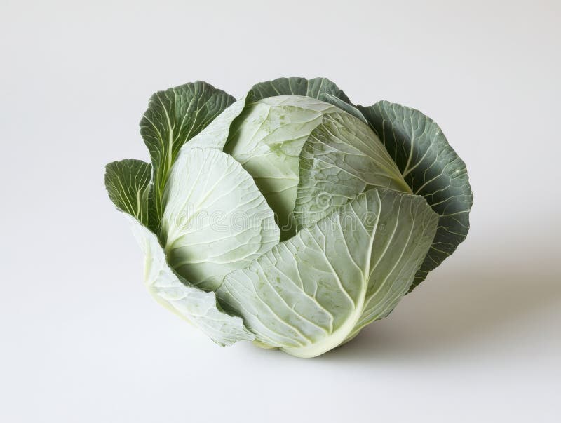 A Single Cabbage Sits on a White Background. Generative AI Illustration ...