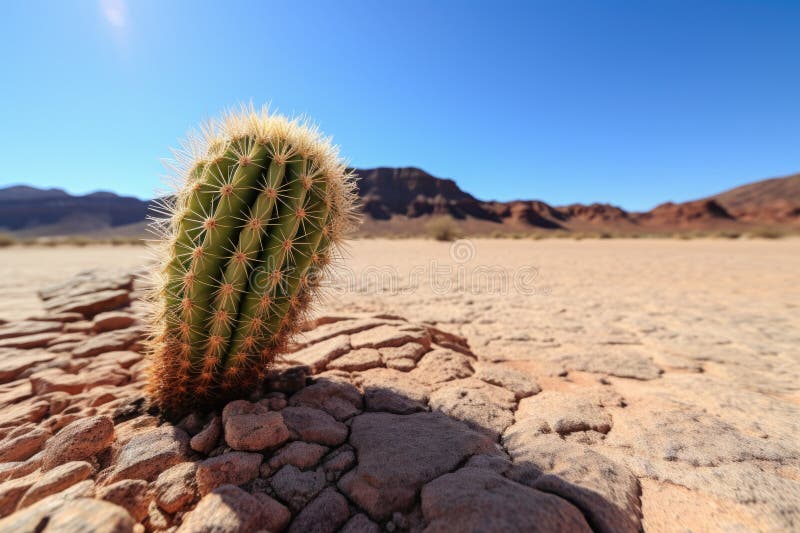 A Single Cactus Surviving in a Desert Stock Photo - Image of desert ...