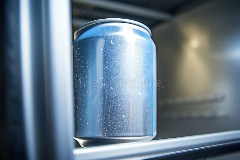 A Single Can of Club Soda in a Fridge Door Stock Image - Image of ...