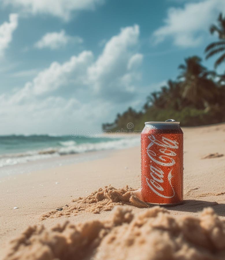 Single Can of Soda on a Tropical Beach during Daytime Stock ...