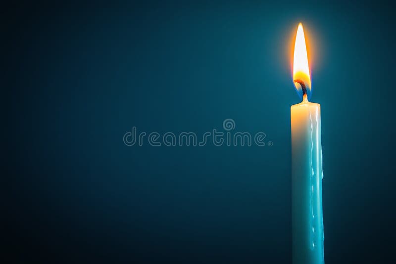 Single Candle Burning in a Dark Room Stock Illustration - Illustration ...