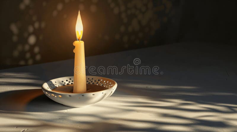 Single Candle Flame Casting Soft Shadows in Dim Light Setting Stock ...