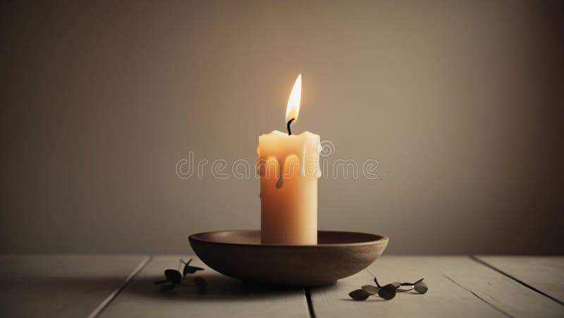 Single Candle Flame on Horizontal Black Background Stock Illustration ...