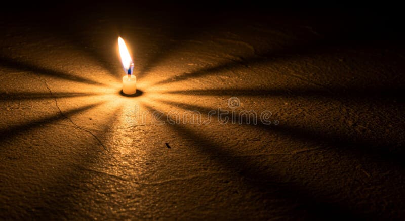 Single Candle Flame Illuminating Dark Surface Stock Illustration ...