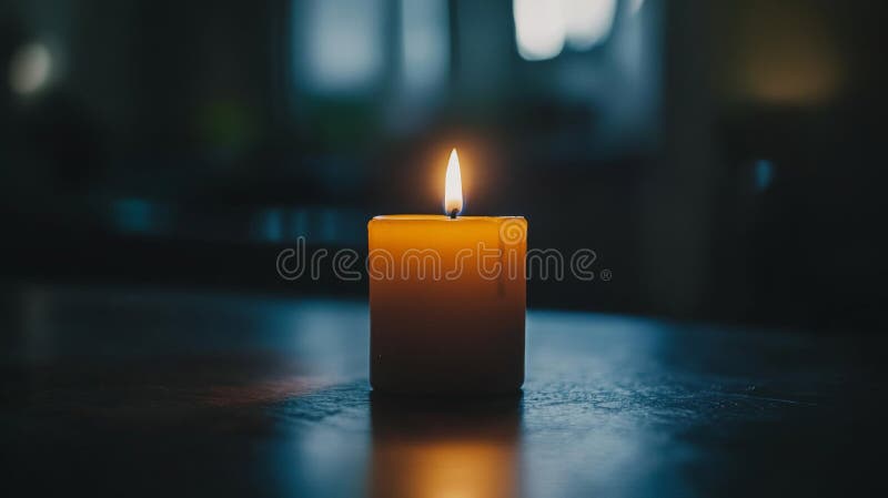 Single Candlelight Illuminating a Dark Room Stock Illustration ...