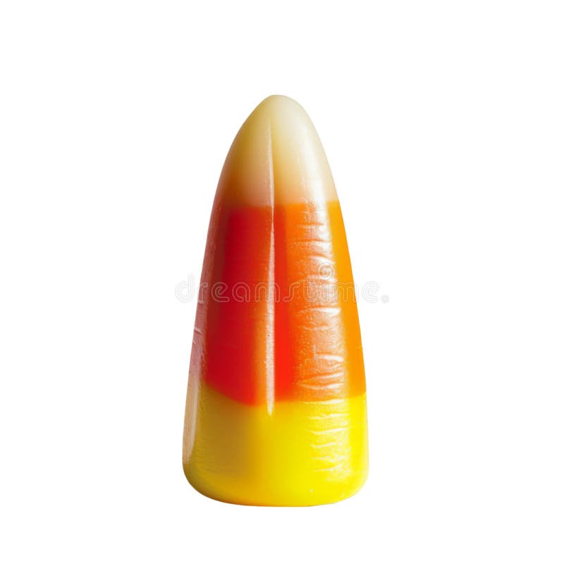 Single Candy Corn with Yellow, Orange, and White Stripes Stock ...