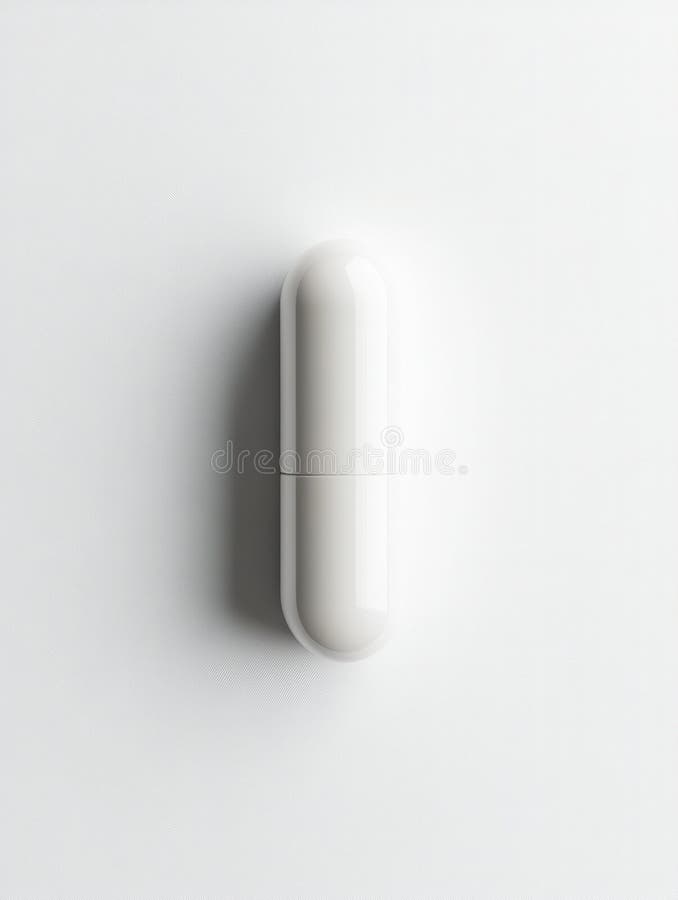 Single Capsule Elegantly Displayed on a Clean White Surface Emphasizing ...